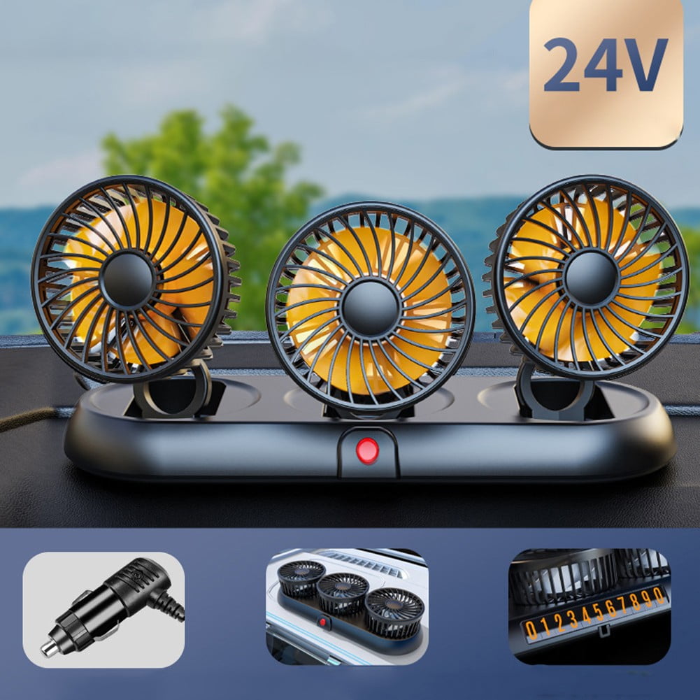 RANMEI Car Fan Cooling 3 Heads Usb 360° Car Fan 2 Speed Adjustable Car ...
