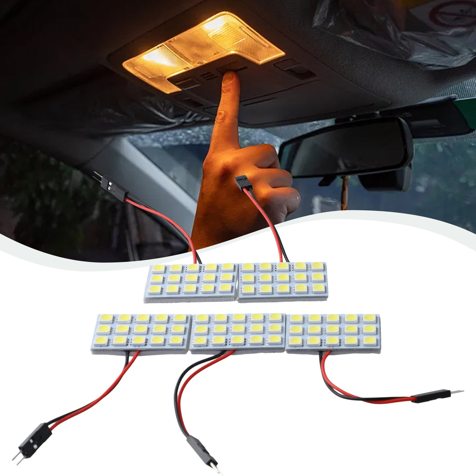 RANMEI Car Interior 5050 15-Smd Led Light Lamp Panel,T10/Ba9S Adapter ...