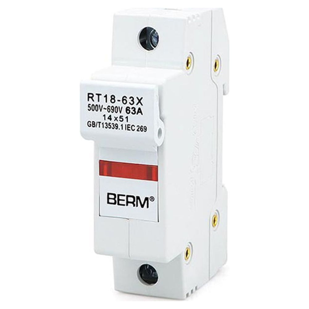 RANMEI Fuse Holder Easy To Install Rt18 63X 1 Phase 63A Fuse Base With ...