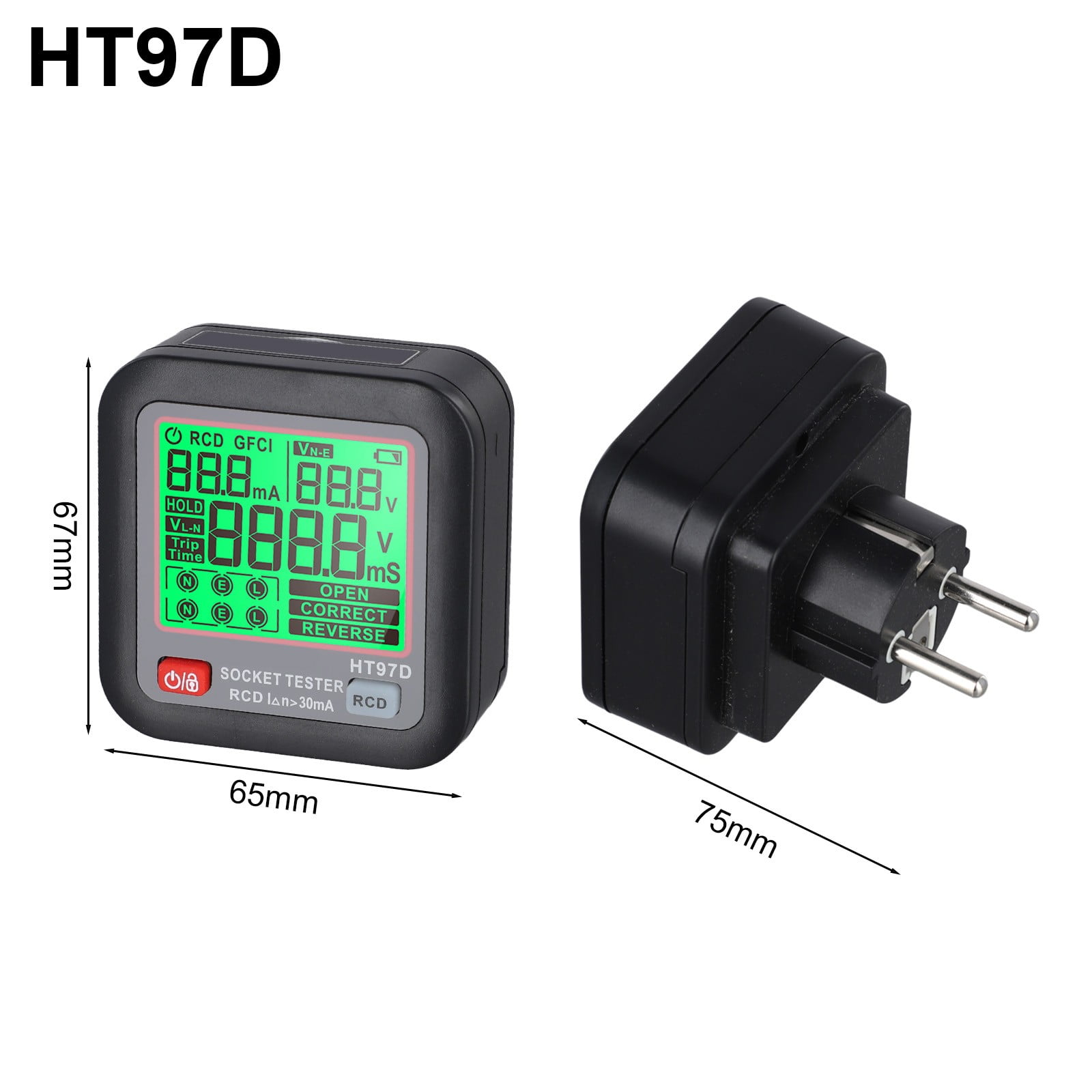 RANMEI Ht97 Large Digital Socket Tester Smart Voltage Detector Rcd Gfci ...