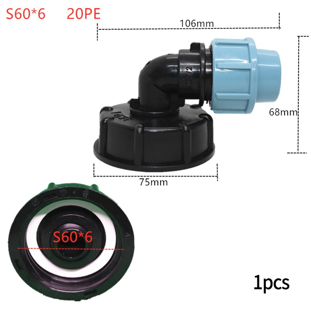 RANMEI IBC Tank Fitting S60X6 to Elbow, 3-Way Valve Fitting 20mm 25mm ...