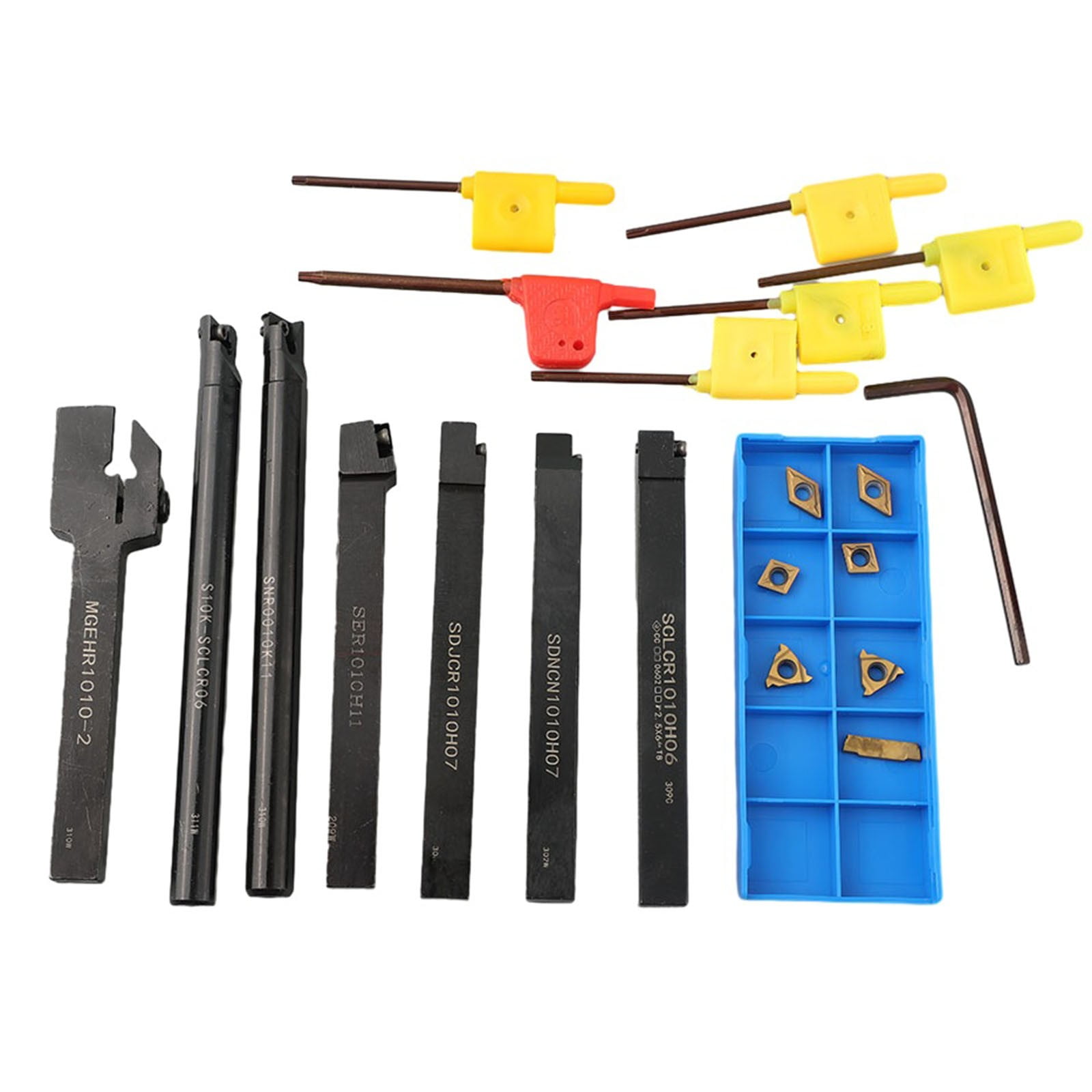 RANMEI Indexable Lathe Turning Tool 14Pcs Kit 10Mm Shank For Turning Grooving Threading Power ...