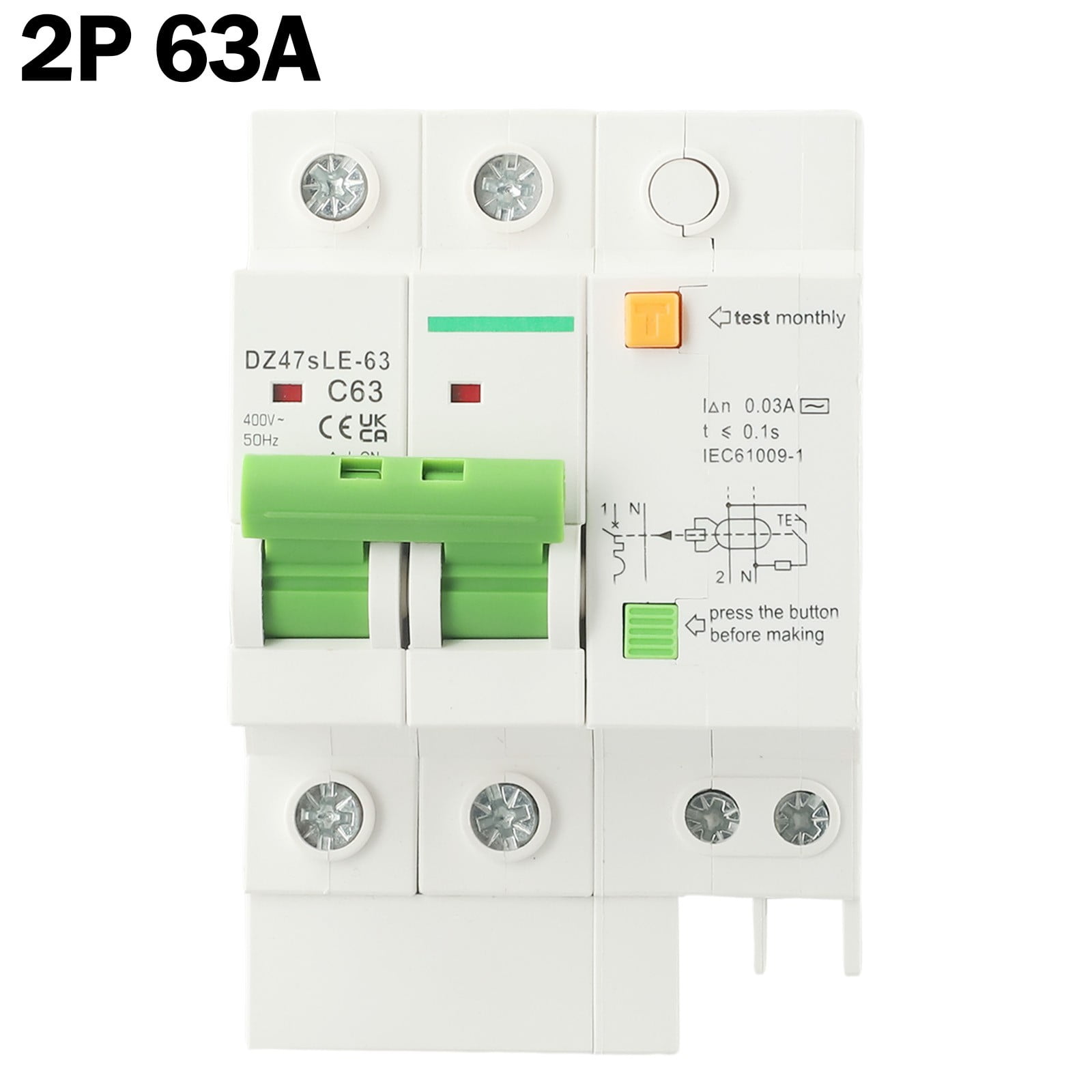RANMEI Leakage Circuit Breaker Small Circuit Breaker Household Air Switch 2P 63A 400V Leakage ...