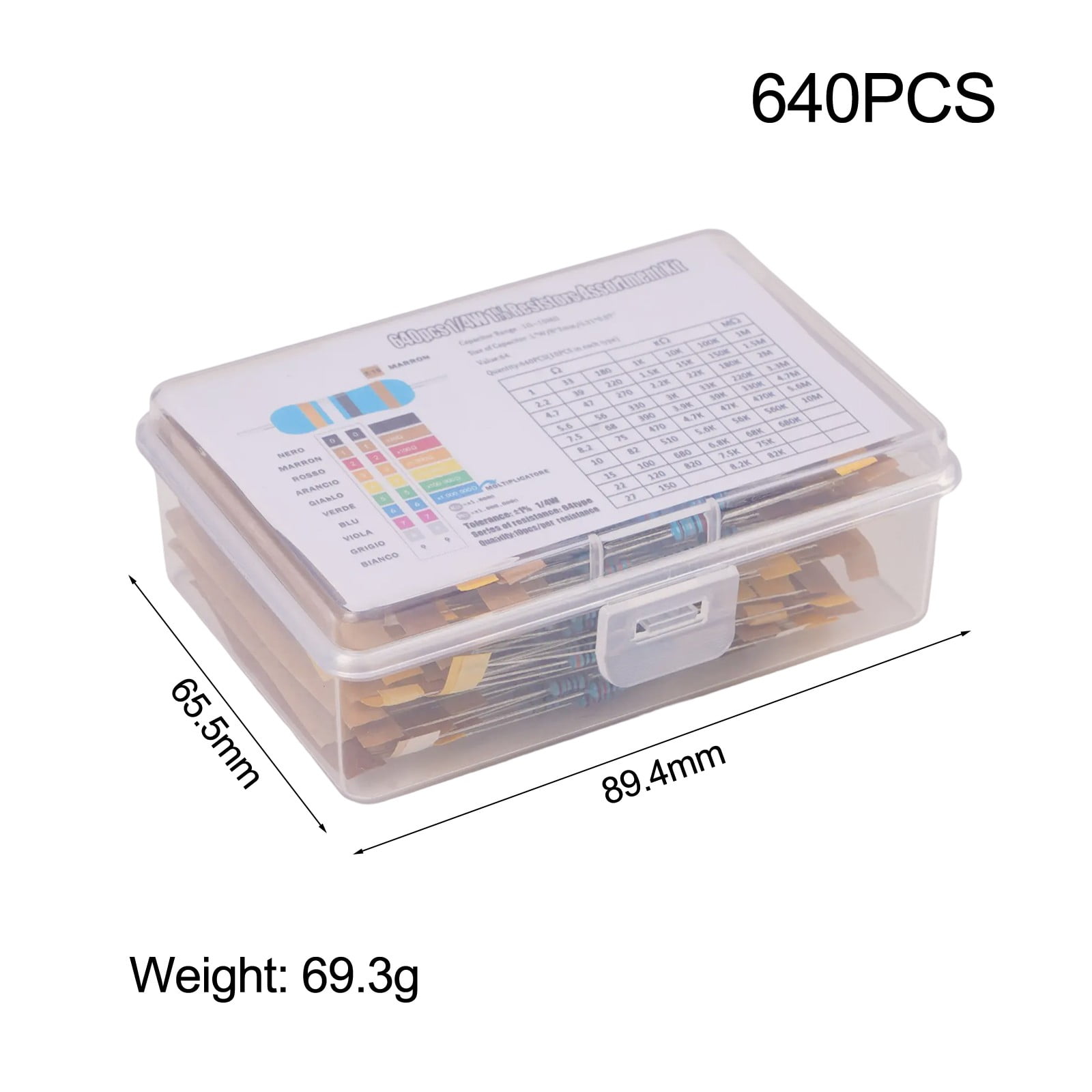 RANMEI Perfectly Labeled Resistor Kit For Easy Identification 640 Pcs ...