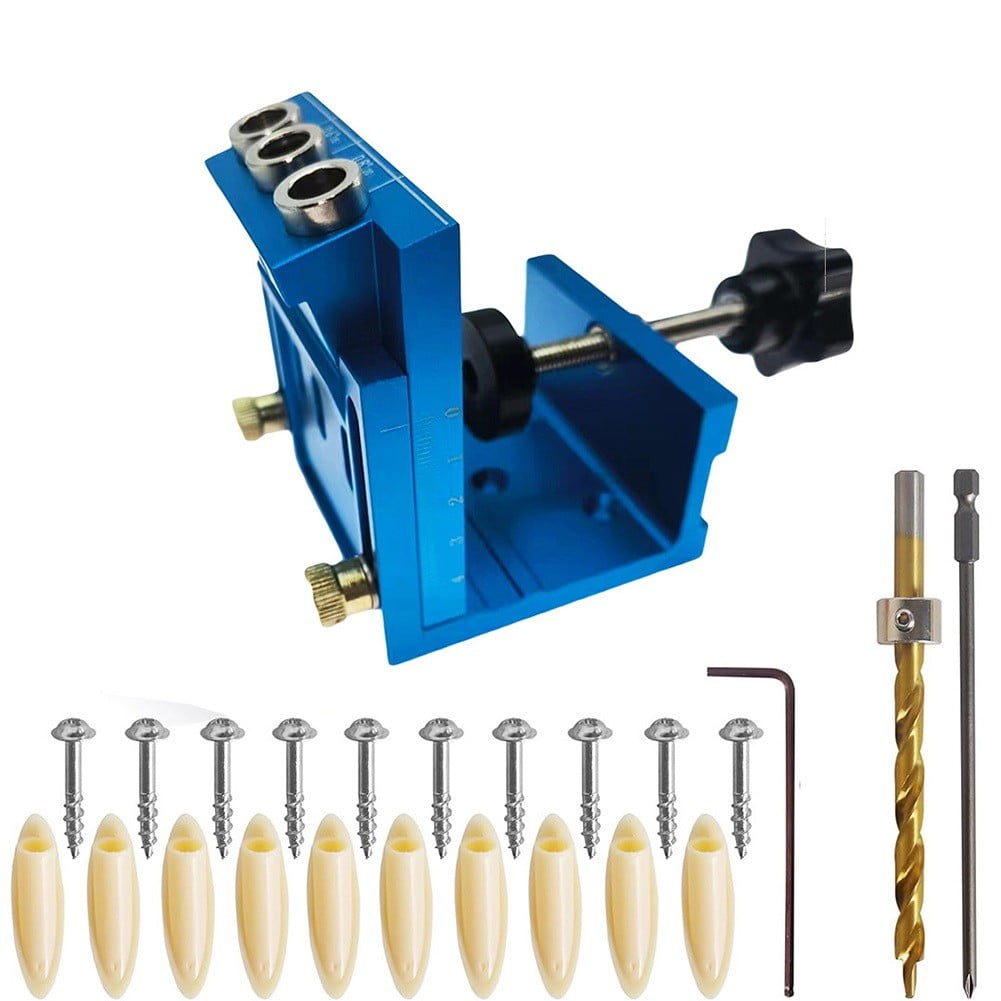 RANMEI Pocket Hole Jig Kit Metal Drilling Locator Woodworking Guides ...