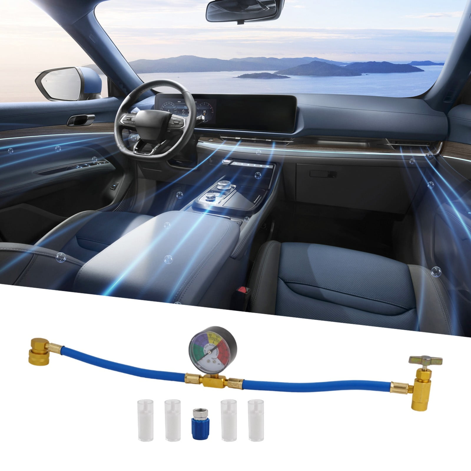 RANMEI R134A A/C Recharge Hose With Gauge Can Tap R12/R22 To R134A Low ...