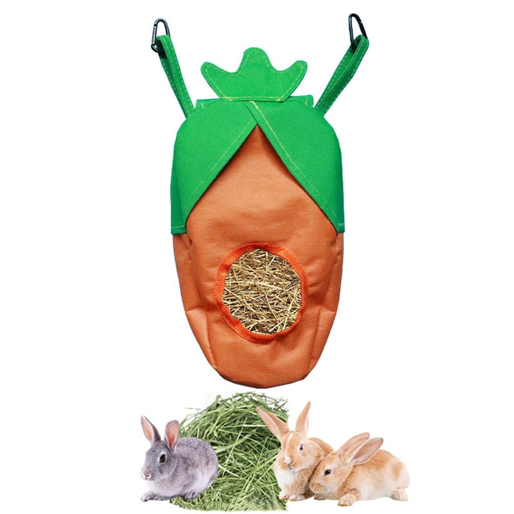 RANMEI Rabbit Feeder Hay Bag Carrot Shape Bunny Hay Feeder Bag Hanging ...