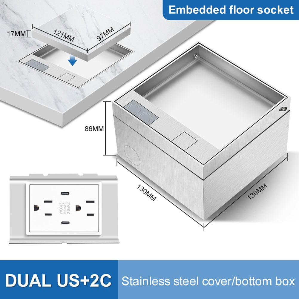 RANMEI Recessed Flat Hidden Socket Kit With Recessed Duplex 15A And Usb ...
