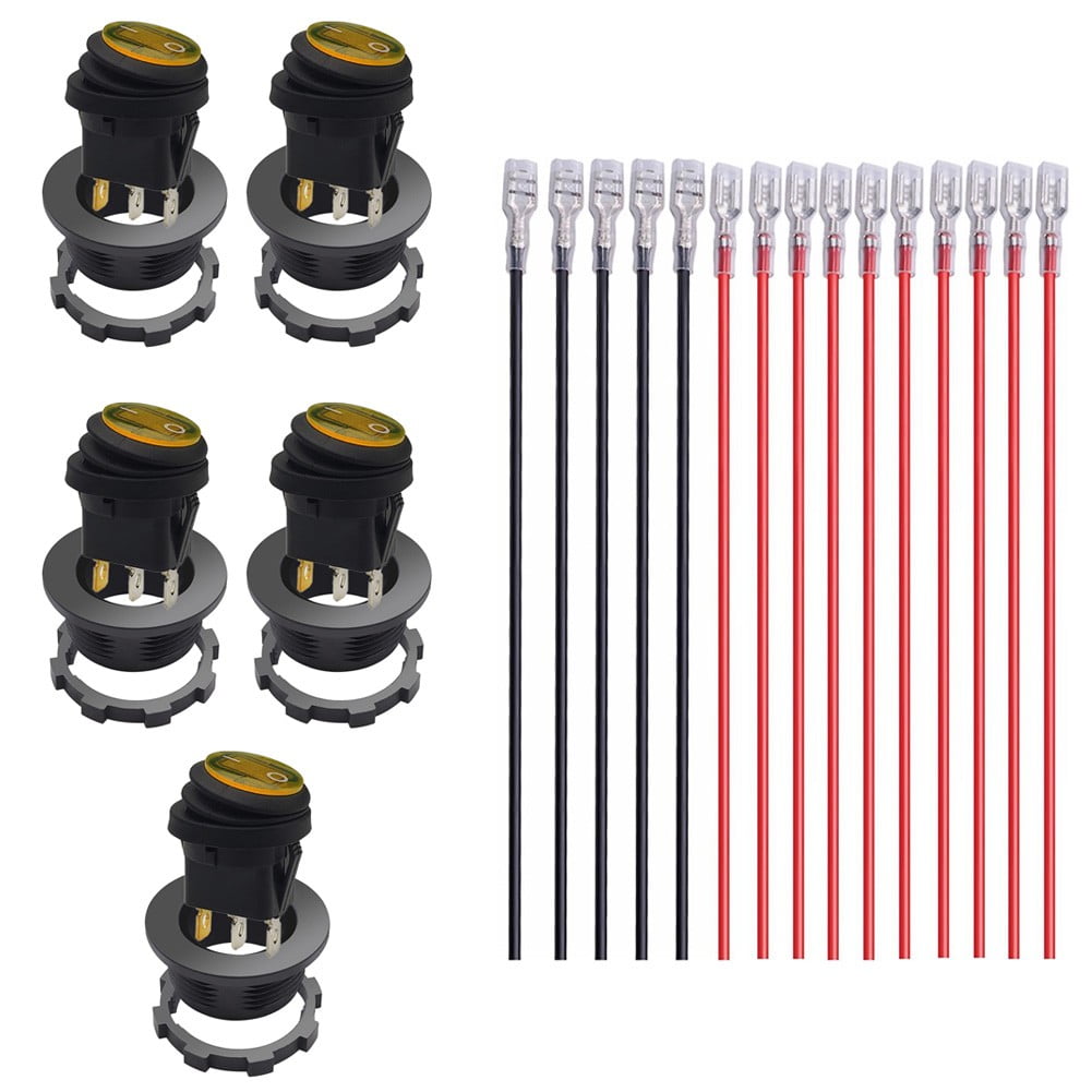 RANMEI Round Rocker Switch Waterproof With Shell Led Light Spst 3 Pin 2 ...