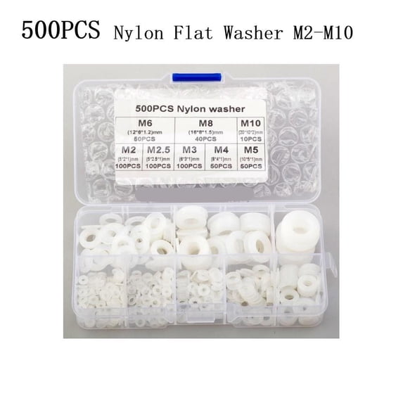 RANMEI Rubber Ring Flat Washer 500 Piece Combo Nylon Restoration Gasket ...