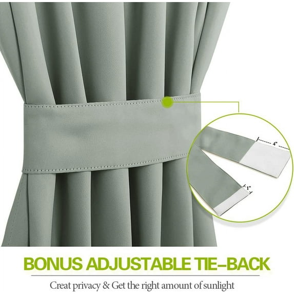 RANOIUE Sage Green Front Dood Side Windon Curtains - Window Treatments ...