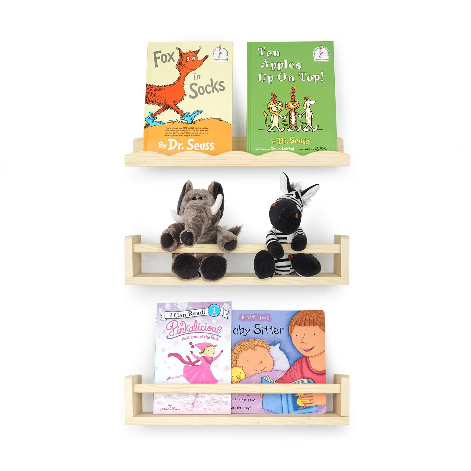 RANXFLOAT Nursery Book Shelves for Wall, 16.5 Inch Solid Wood Floating ...