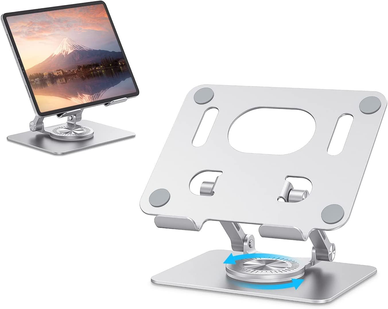 RAOYI Foldable Portable Tablet Stand with 360° Rotating Base Adjustable ...