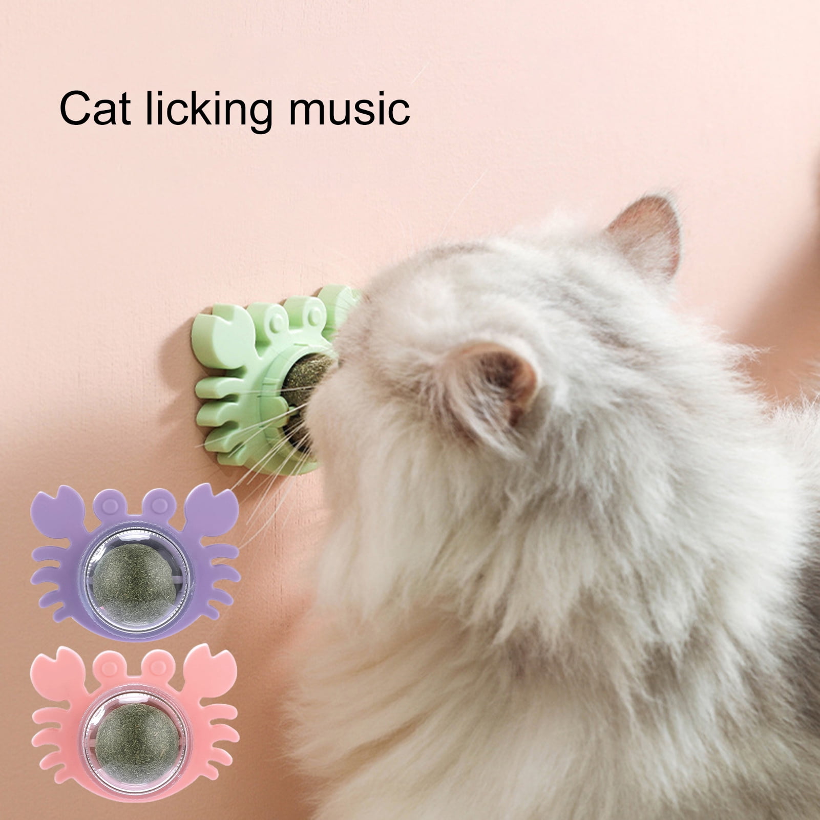 RAOx Cat Catnip Toy 360 Degree Rotatable Catnip Ball Edible Cat Lick Treats Toy for Floor Wall ...