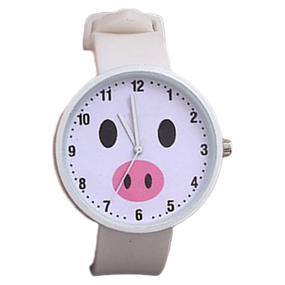 RAOx Cute Women Fish Pig Round Dial Silicone Band Arabic Numbers Analog ...