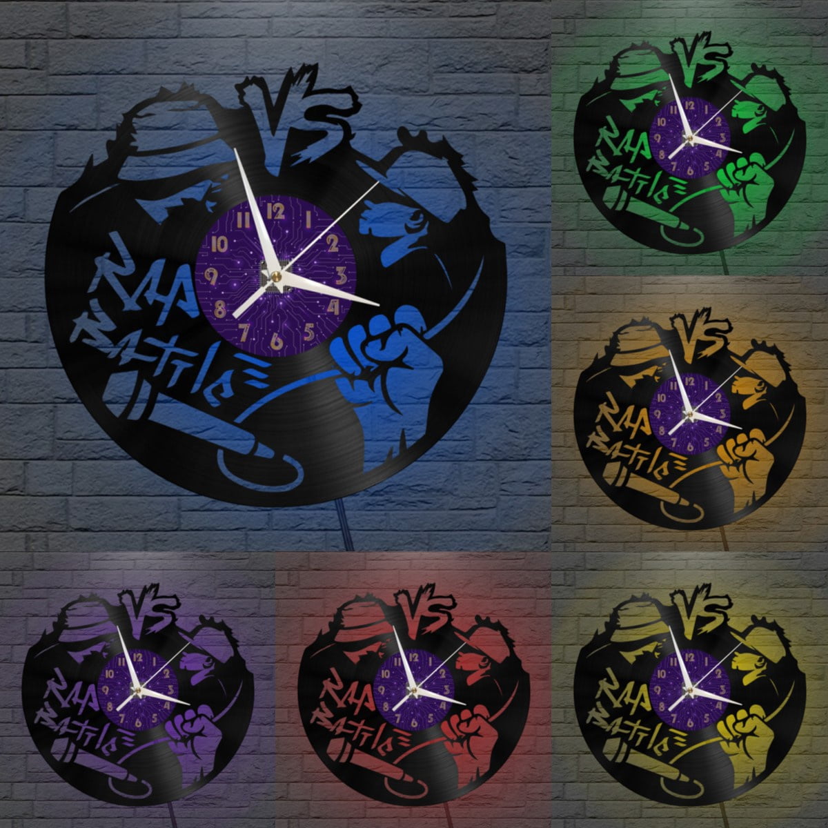 RAP Battle VS Theme Vinyl Wall Clock, Vinyl Record Clock Wall Art ...