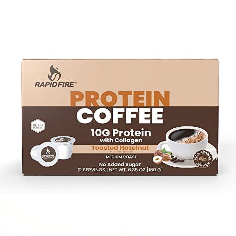RAPID FIRE Protein Coffee, Toasted Hazelnut, Keto Friendly, 10g of ...