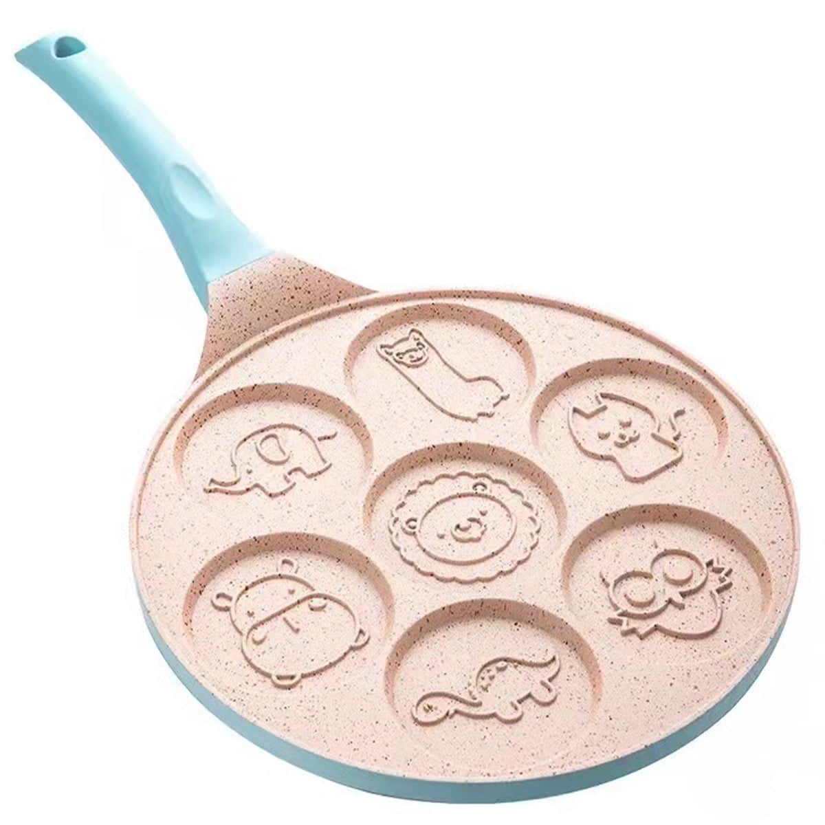 RAPOBRIX Nonstick Pancake Pan with Handle 7 Animal Molds Pancake Maker ...