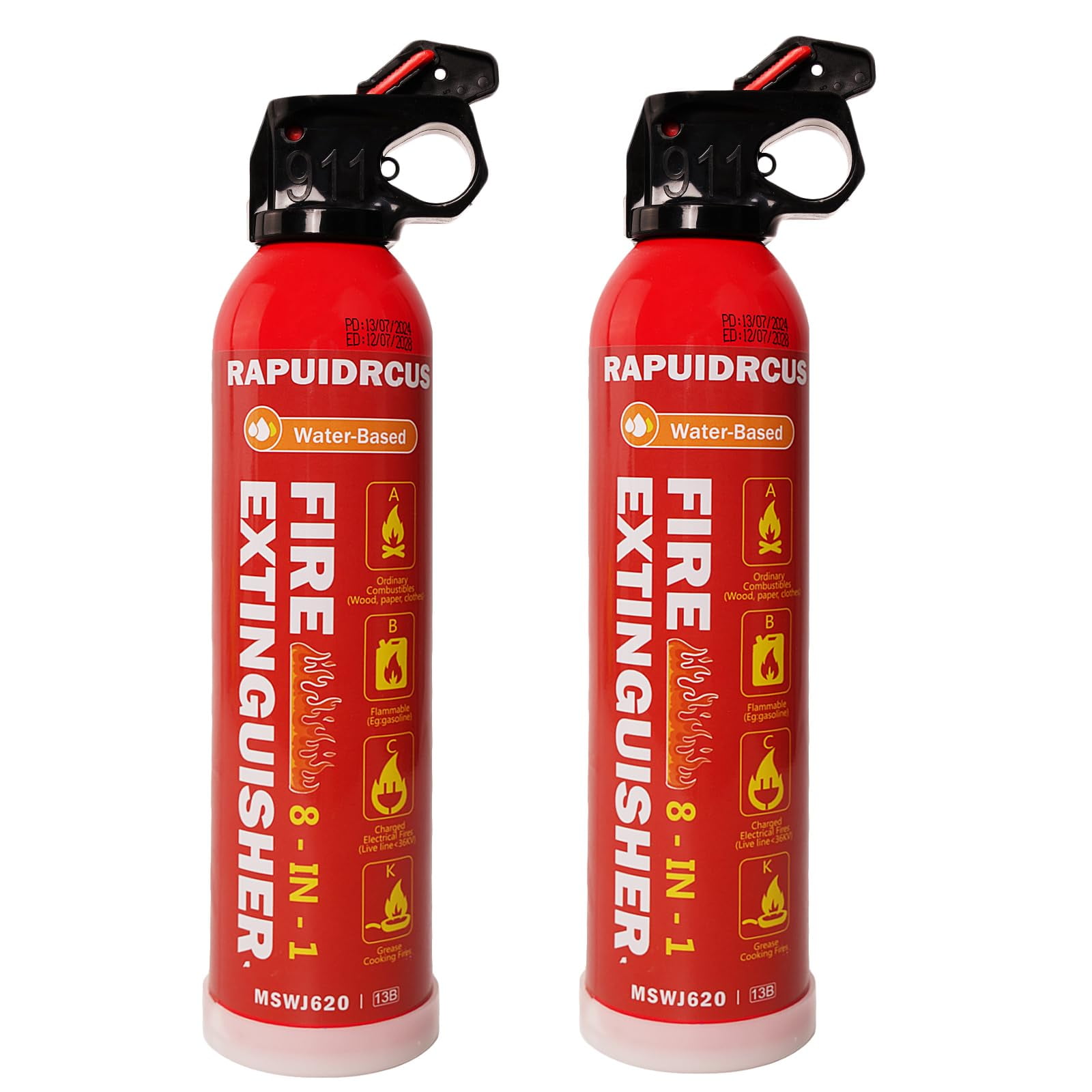 RAPUIDRCUS Portable Fire Extinguisher With Pressure Gauge, 4-in-1 Fire ...