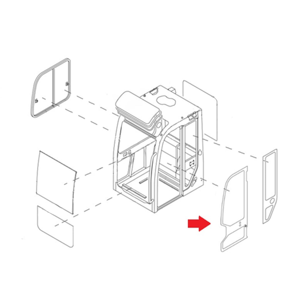 RAParts 0568639430 Cab Glass Door fits Takeuchi Models: TB175 TB145 ...