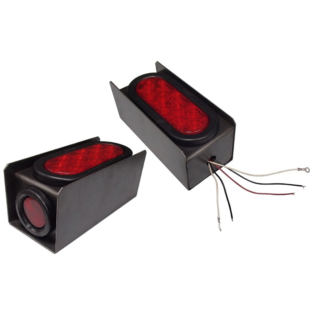 RAParts 2 Steel Trailer Light Boxes with 2" LED Red Side Lite & 6" LED ...