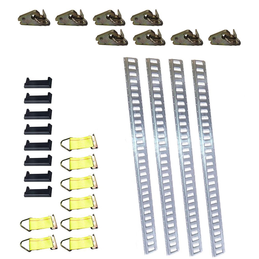 RAParts 28 Piece E-Track Kit w/8 ft E-Track Trailer Tie-Down Rails ...