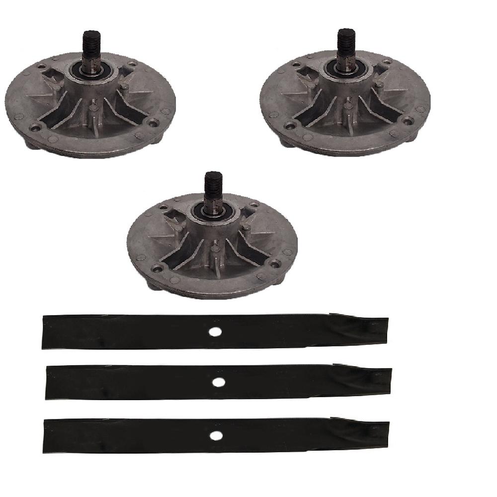 RAParts (3) Mower Deck Spindles & (3) Mower Blades Fits Toro 50" Deck ...