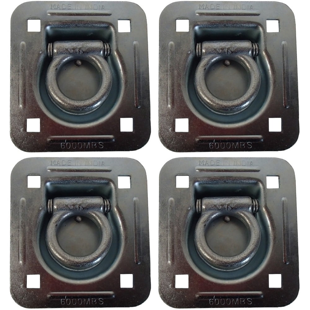 RAParts 4 Pack Chain Rope Tie Down Trailer 4-Bolt Steel Recessed D-Ring ...