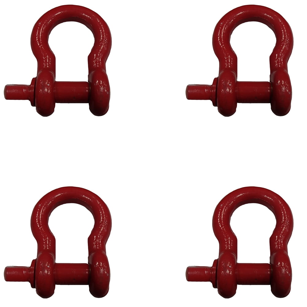 RAParts Four (4) Red 3/4" Steel D-Ring Shackle w 4.75 Ton (9,500 lb ...
