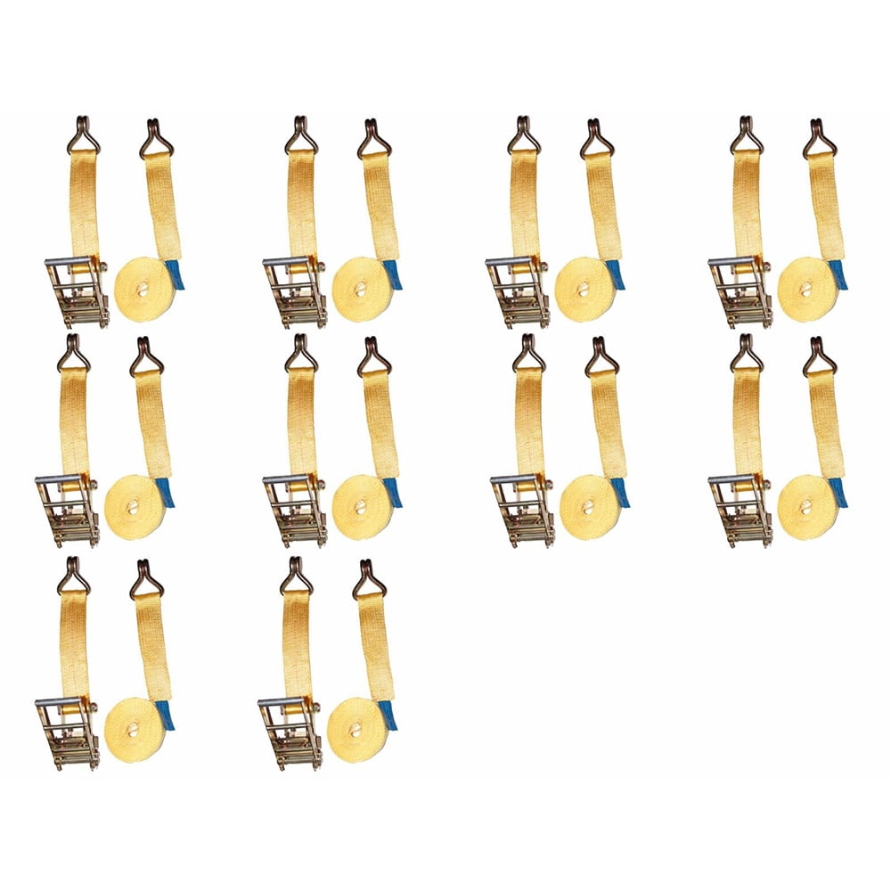 Pack of 10 Yellow Cargo Hauler Belt Crank Down Straps 2" Wide 27 ft ...
