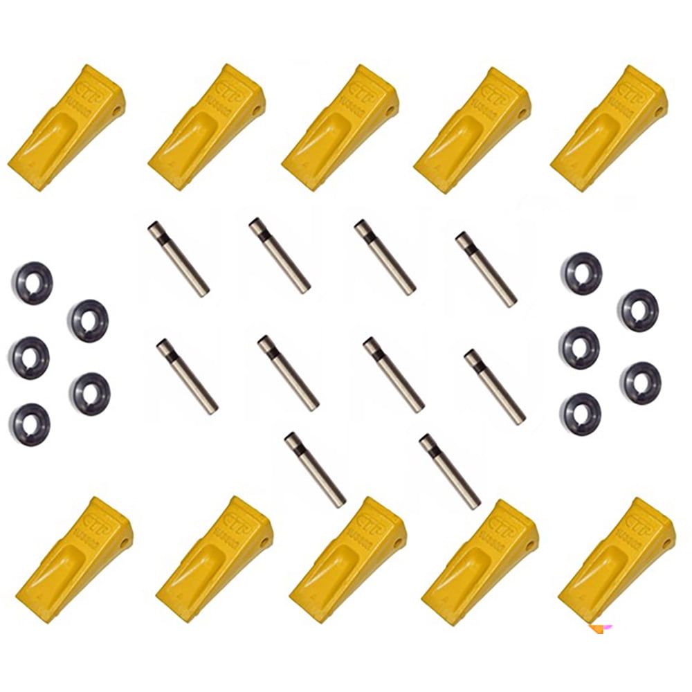 RAParts Set of Ten Bucket Teeth with Pins & Retainers Fits CAT 1U3302 ...