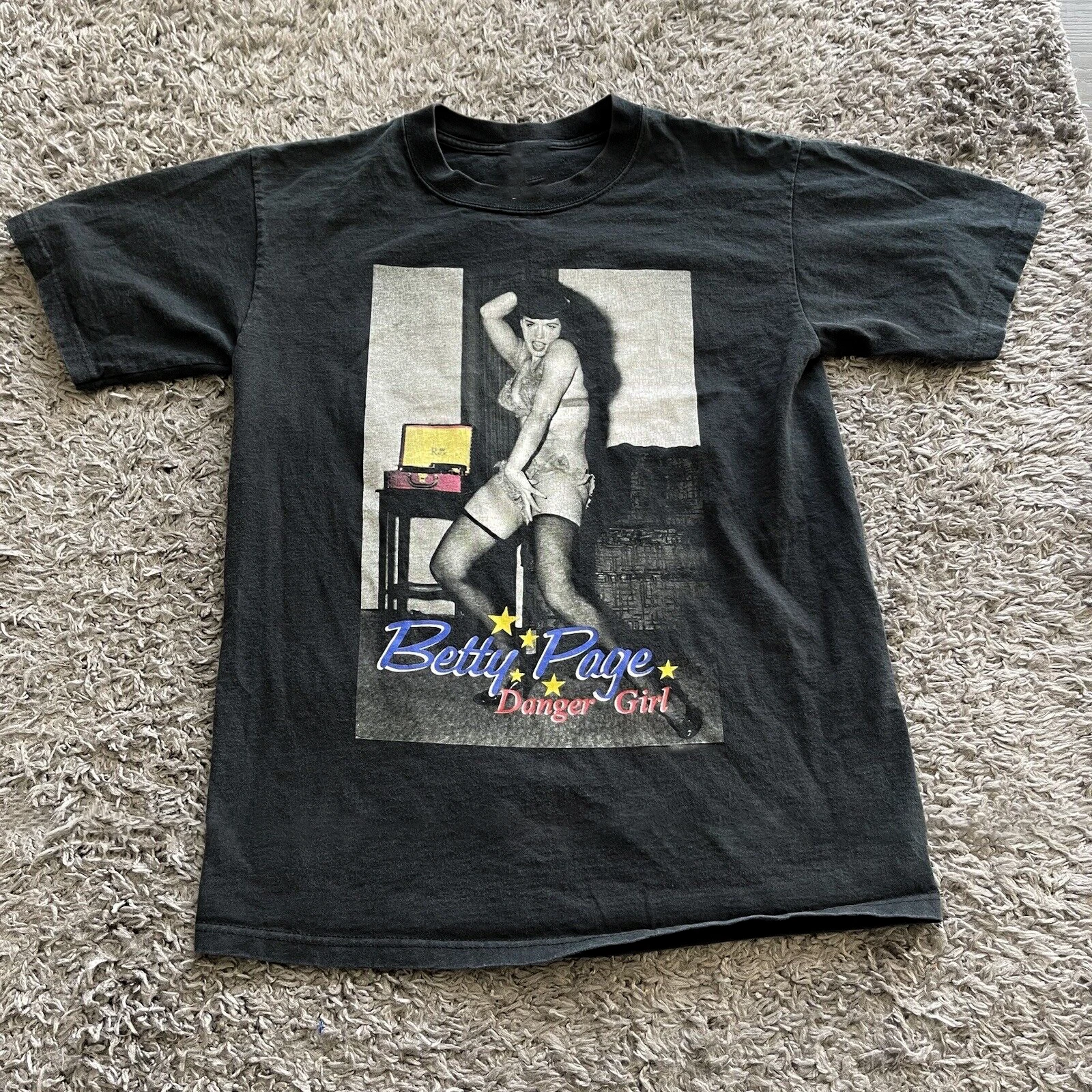 Rare Bettie Page Black Danger Girl T Shirt Cotton For Men Women Al048