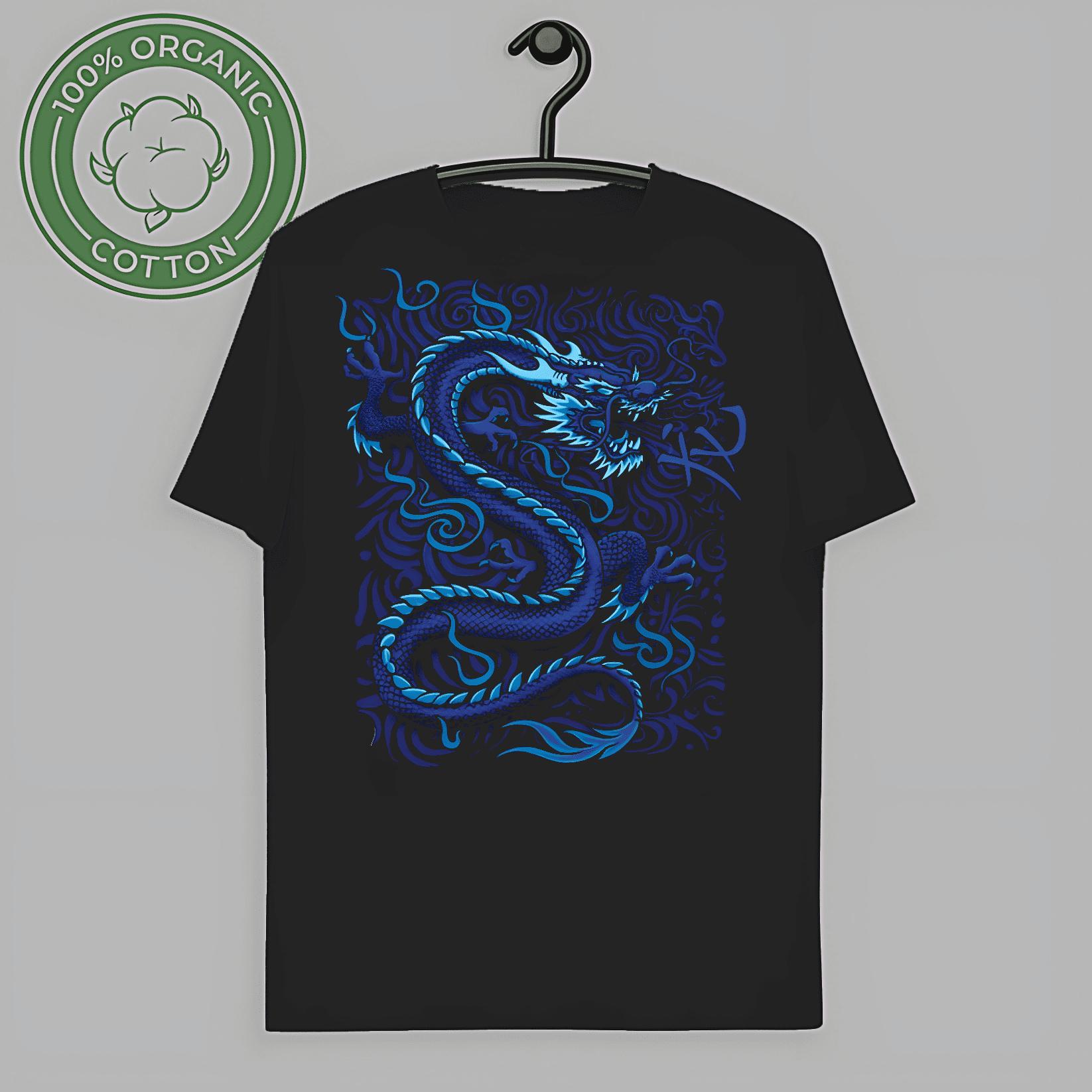 RARE Dragon T-shirt Mens Graphic Tees Blue Dragon Chinese Symbols ...