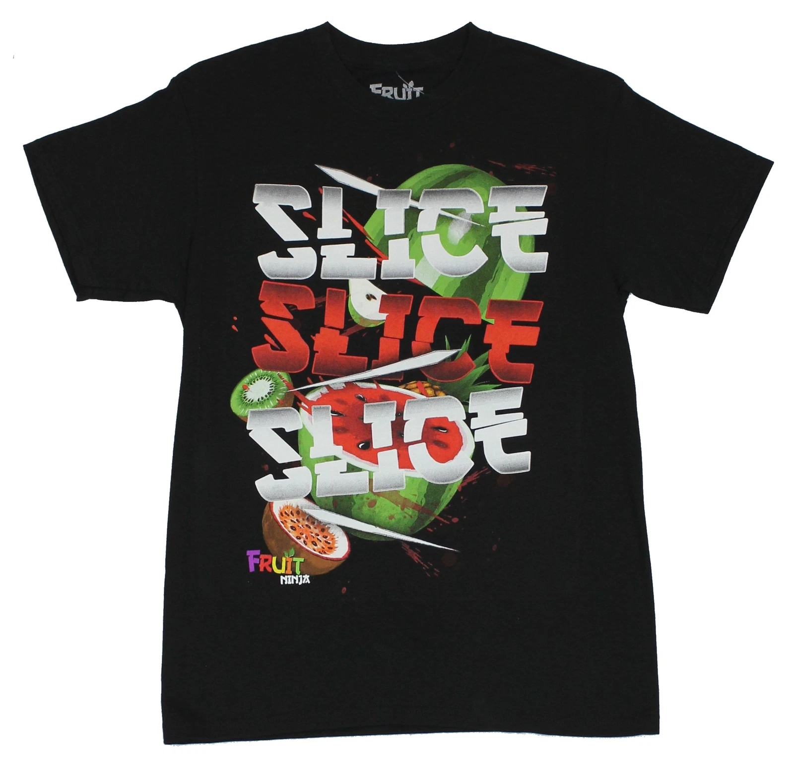 RARE Fruit Ninja Mens T-Shirt - Slice, Slice Slice! Image on Black ...