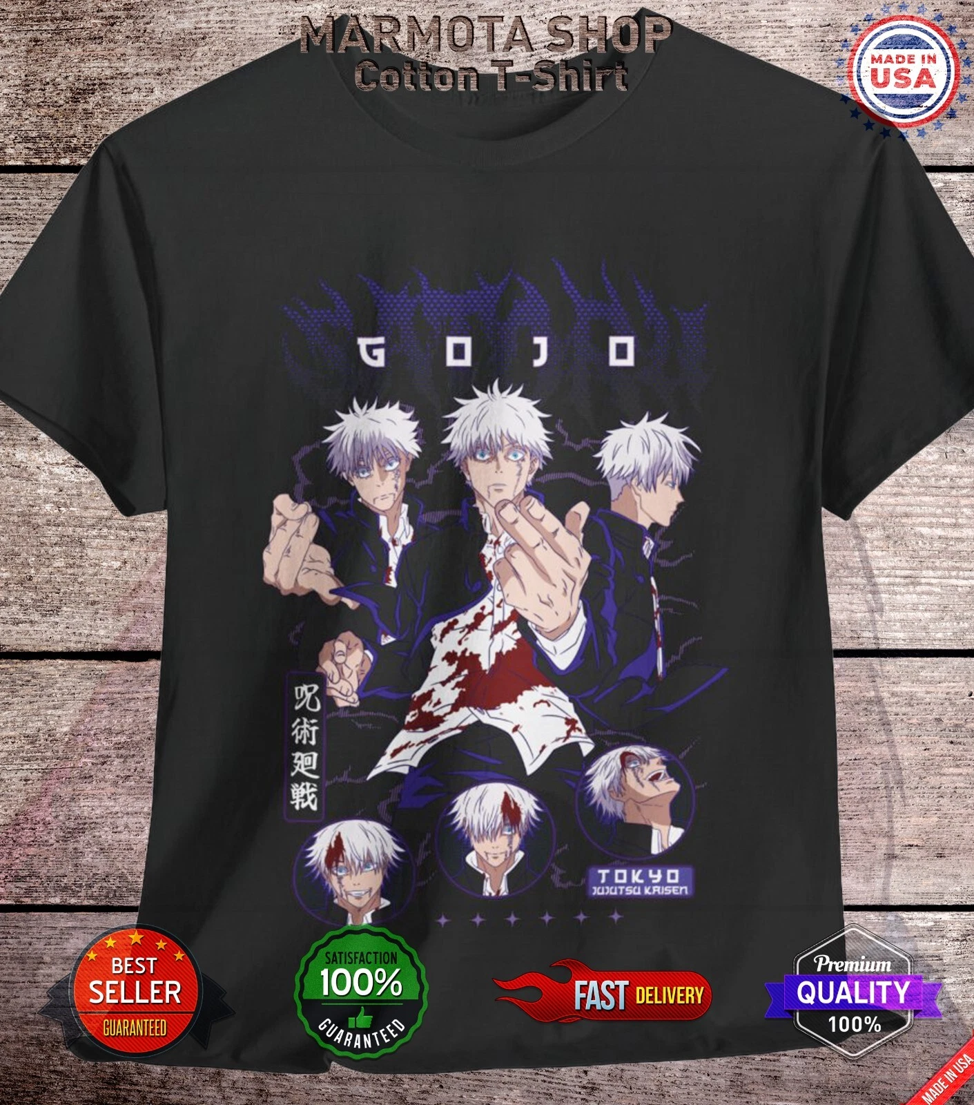 RARE Gojo Satoru Jujutsu Kaisen T-Shirt Sukuna Anime Japanese Tee Shirt ...