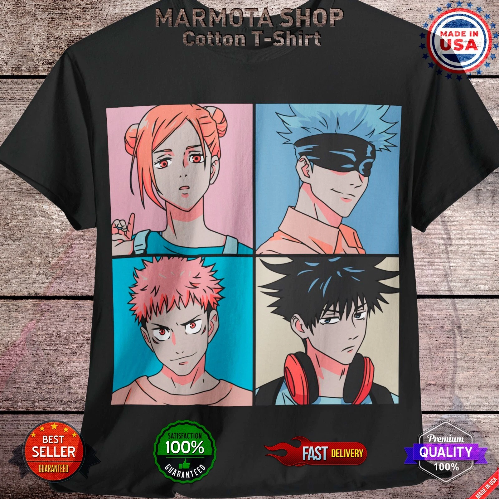 RARE Gojo Satoru Nobara Itadori Jujutsu Kaisen T-Shirt Anime Japanese ...