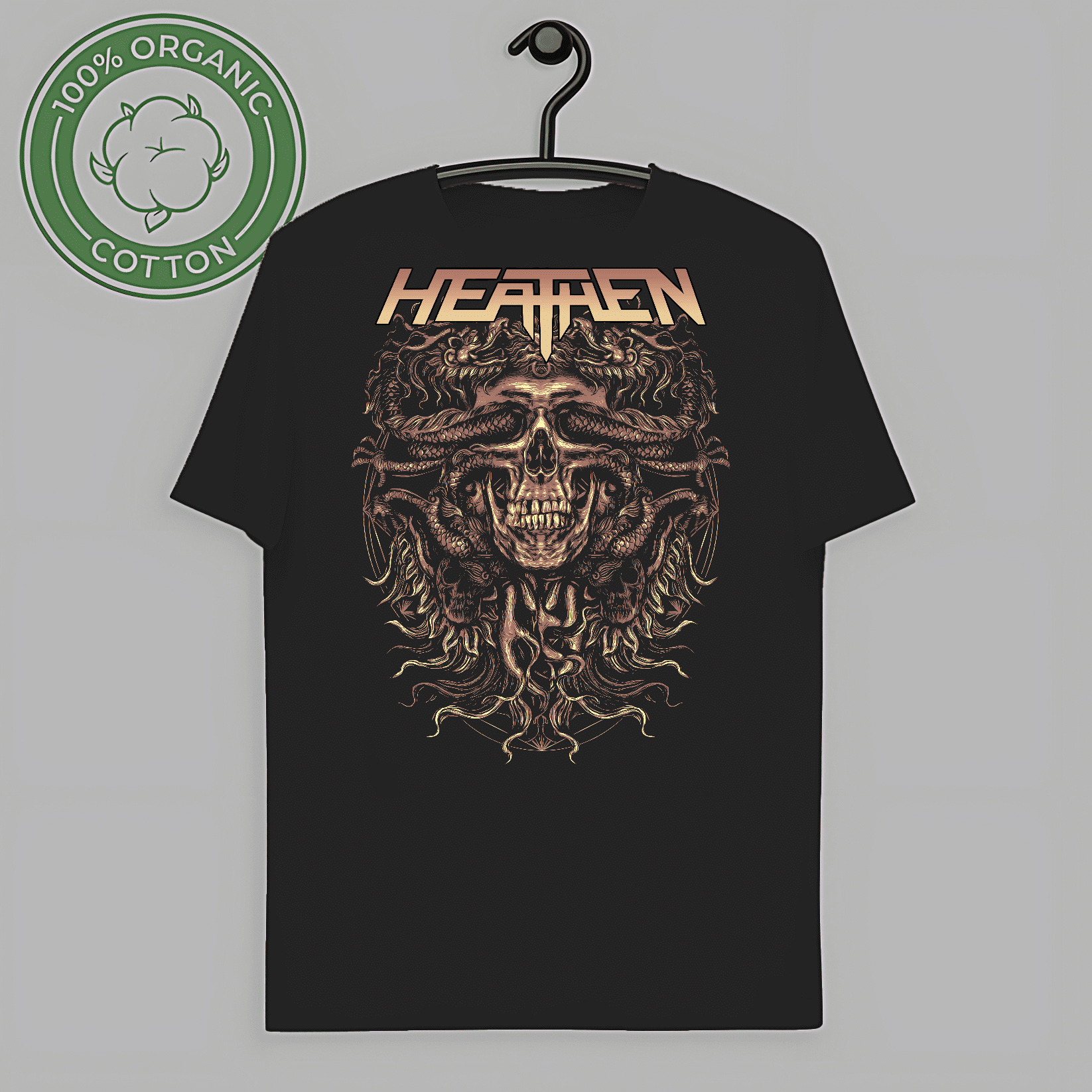 RARE Heathen - EMPIRE CREST BLACK T-Shirt, Front & Back Print Small ...