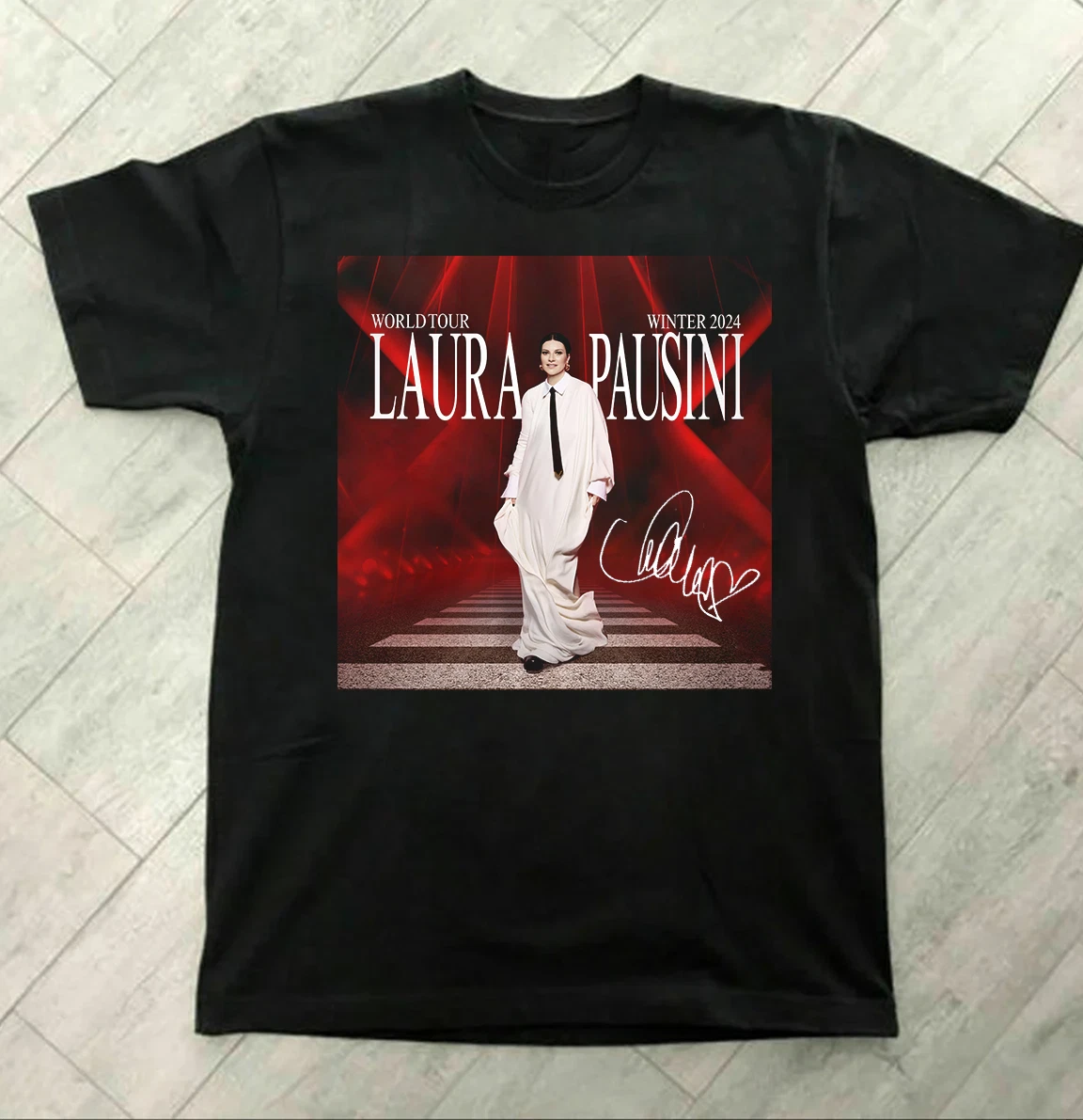 RARE LAURA PAUSINI WORLD TOUR 2024 Short Tee For Men Women Cotton Shirt ...