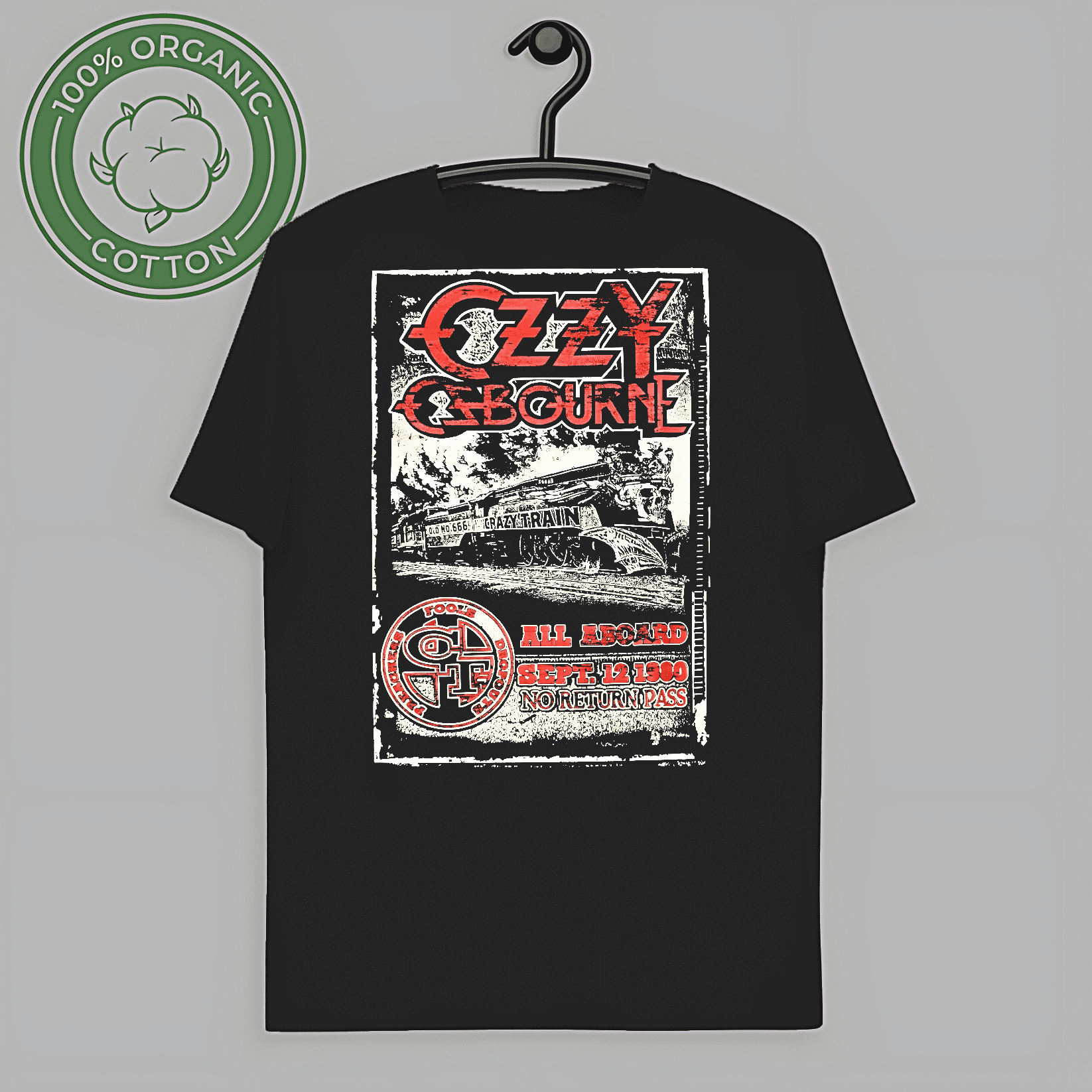 RARE Ozzy OSBOURNE Crazy Train T-shirt Men's Tee Hard Rock Heavy Metal 100%Cotton New-TH61637 ...