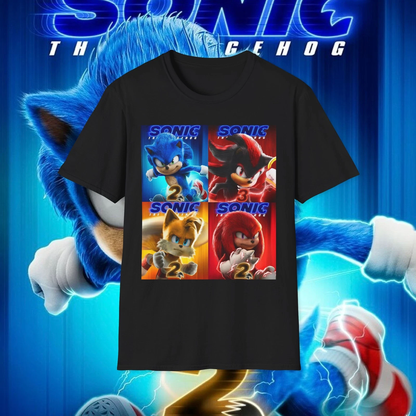 RARE Sonic The Hedgehog 3 Tails Shadow Knuckles Unisex Softstyle T ...