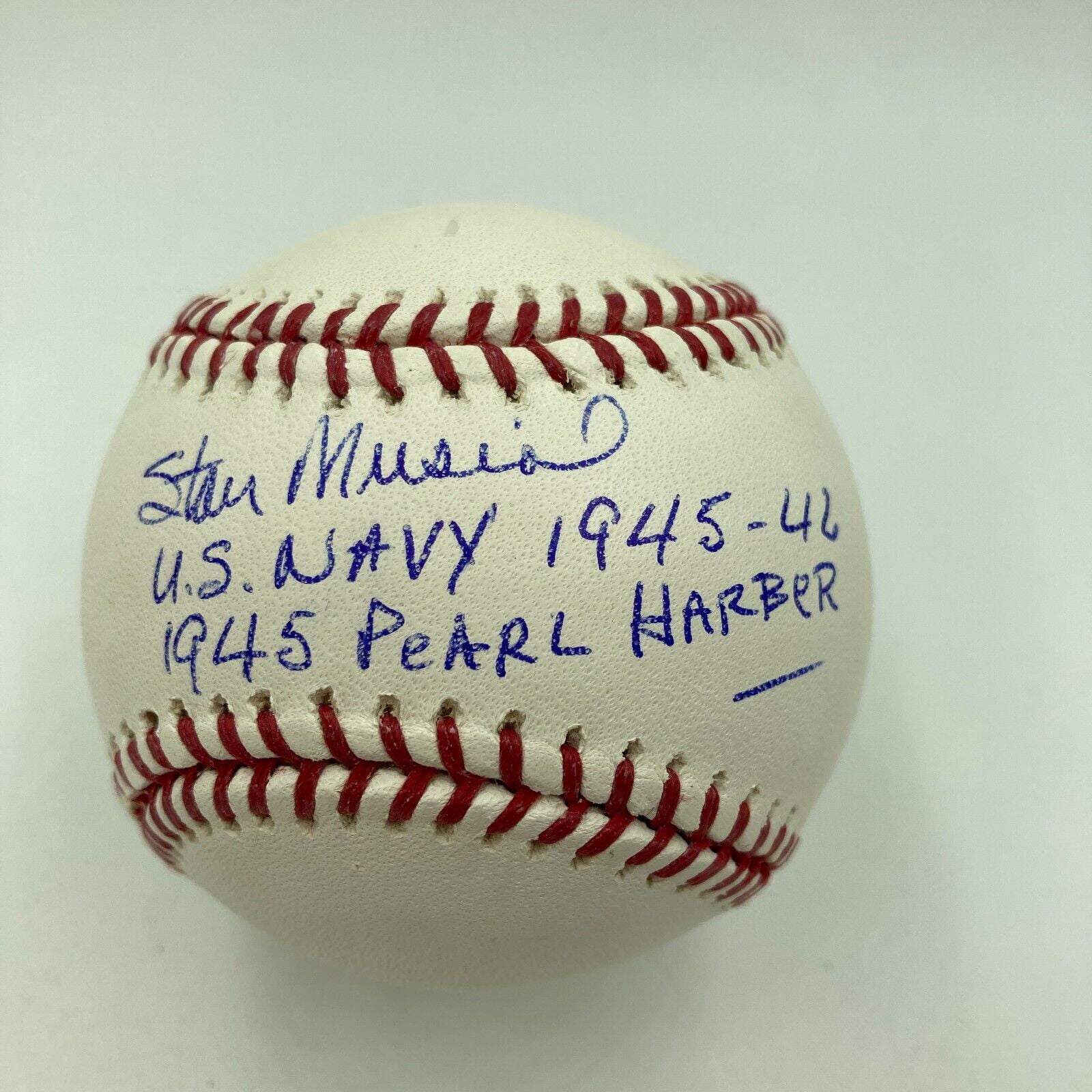 RARE Stan Musial "U.S. Navy 1945 Pearl Harbor" WW2 Signed Baseball PSA ...
