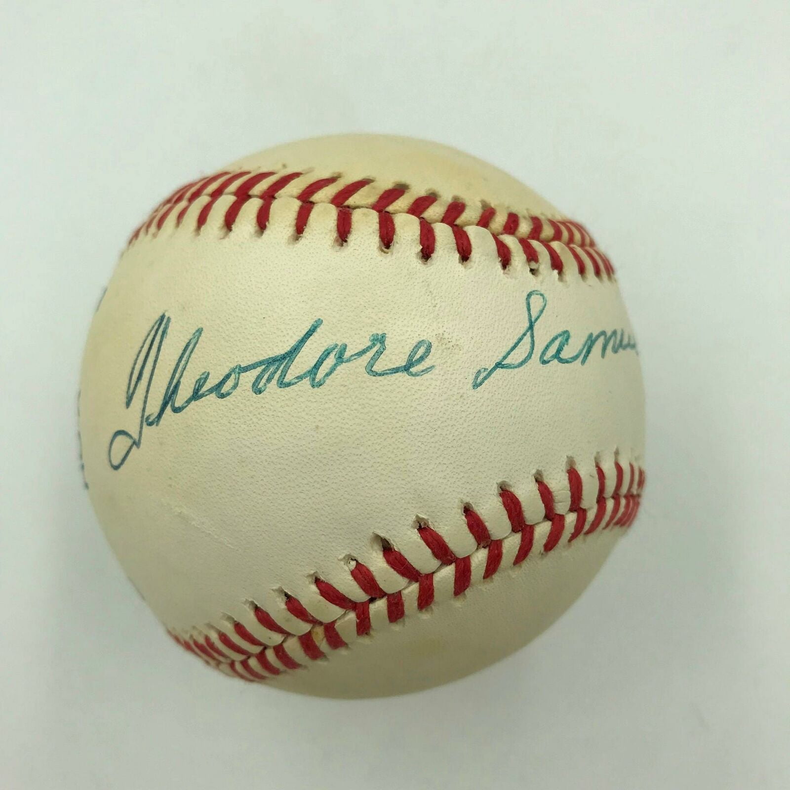 RARE TED WILLIAMS FULL NAME "THEODORE SAMUEL" SINGLE SIGNED BASEBALL ...