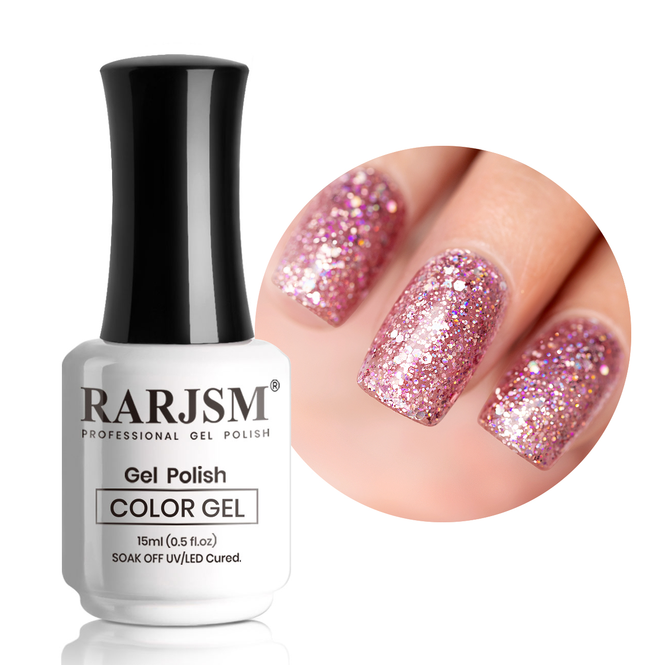 RARJSM Glitter Gel Nail Polish, Soak off UV LED Rainbow Shimmer ...
