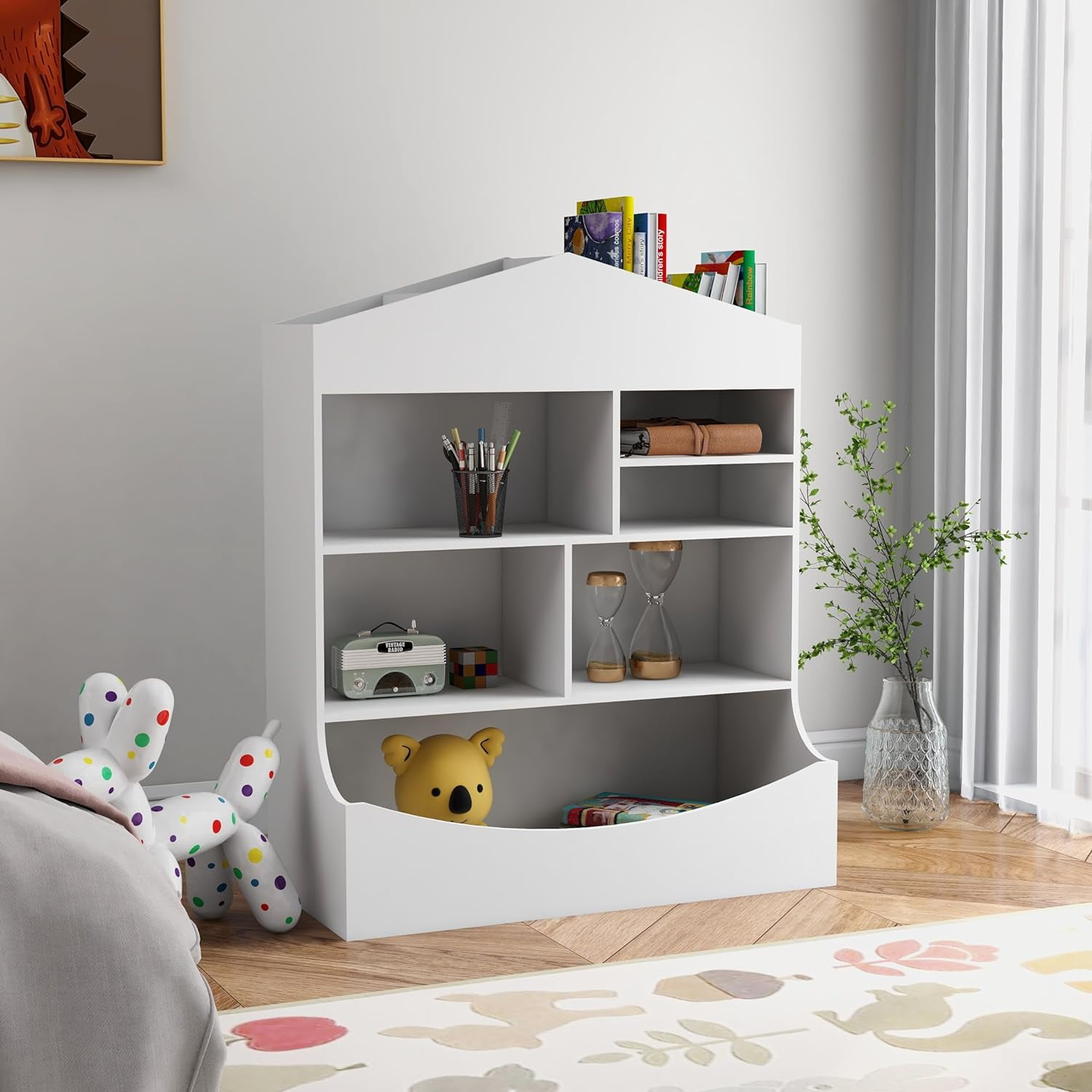RASOO Kids Bookshelf with Storage Toy Storage Organizer with Bookcase ...