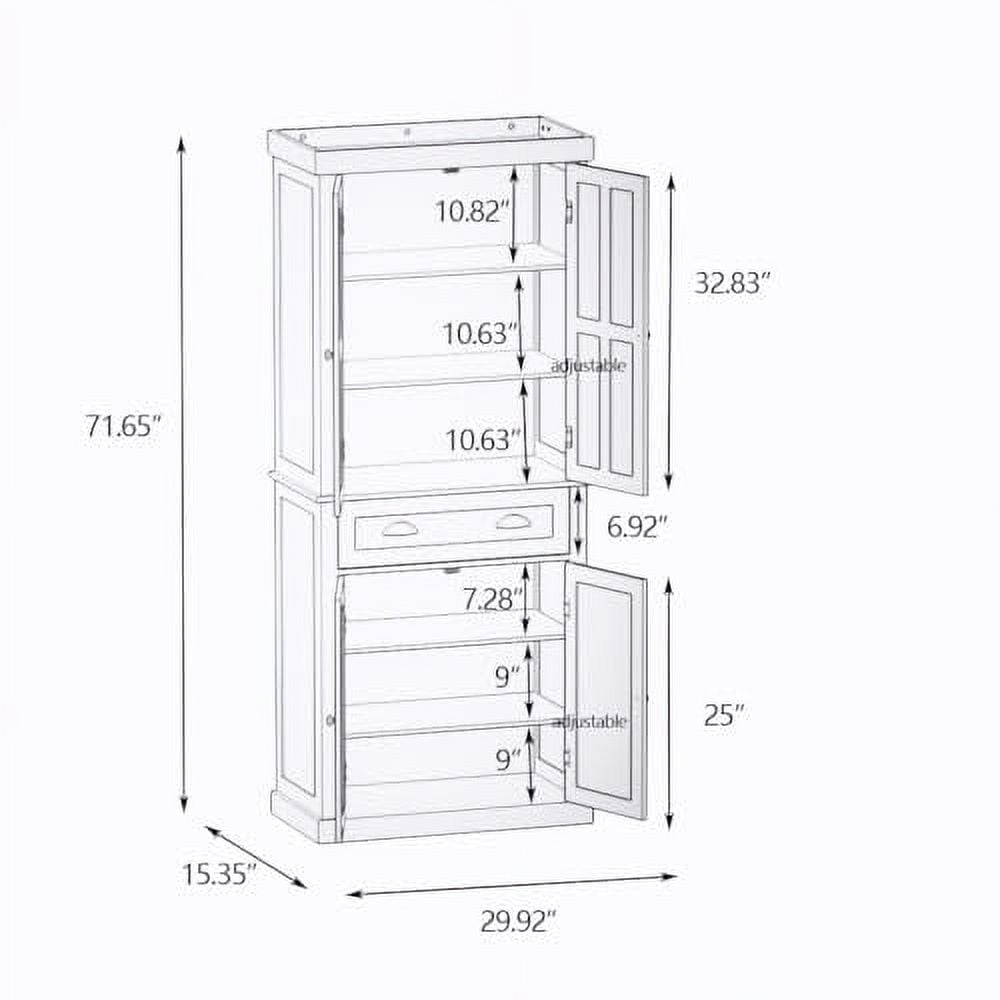 RASOO Kitchen Pantry Cabinet 72" Freestanding Pantry Storage Cabinet ...