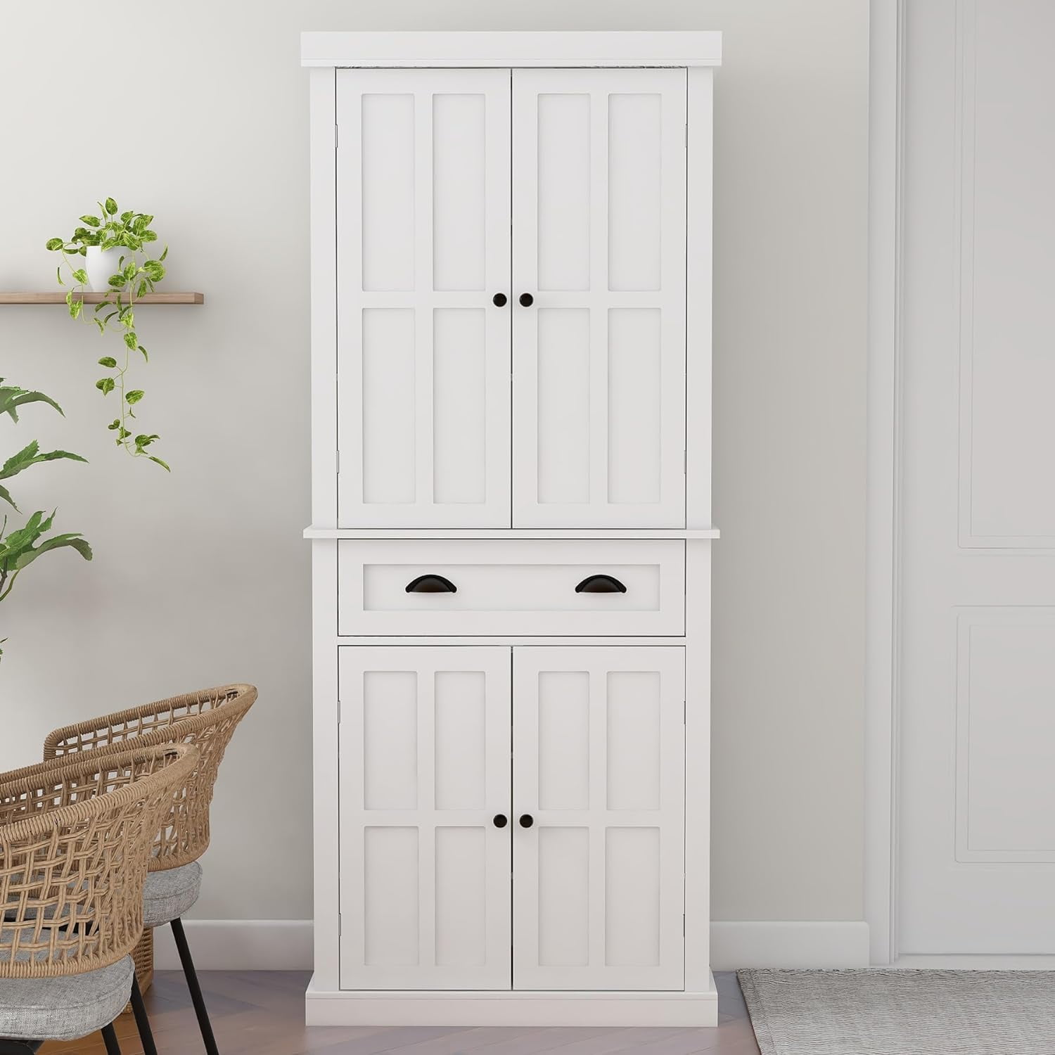 RASOO Kitchen Pantry Cabinet 72" Freestanding Pantry Storage Cabinet ...