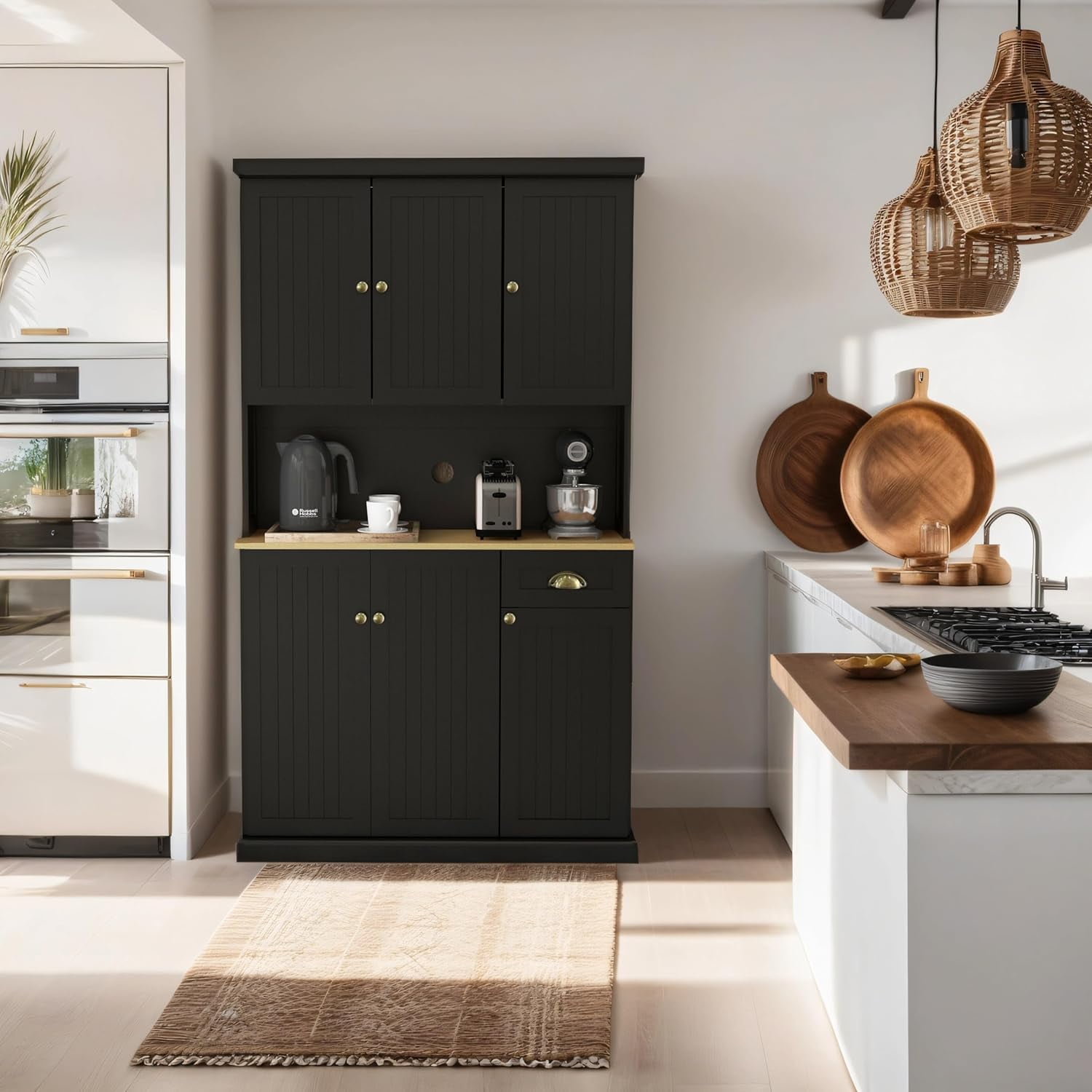 RASOO Pantry Storage Cabinet 71" Freestanding Adjustable Kitchen ...