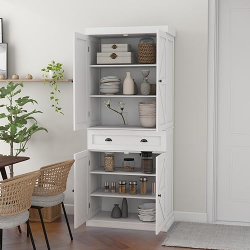 RASOO Pantry Storage Cabinet 72”Freestanding Cupboard Buffet Sideboard ...