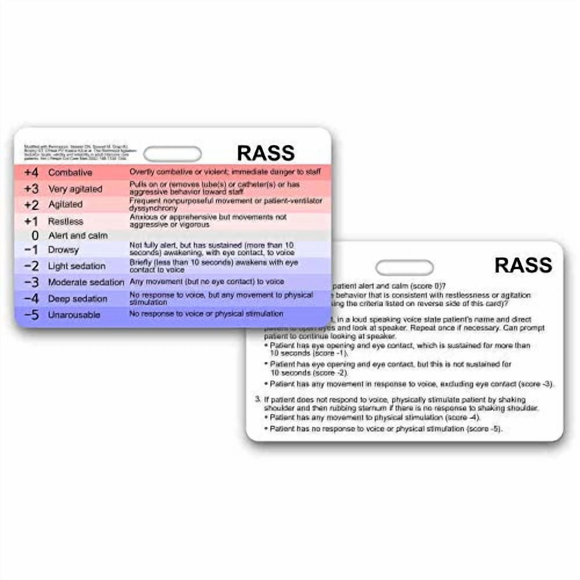 RASS - Richmond Agitation Sedation Scale - Horizontal Badge Reference ...