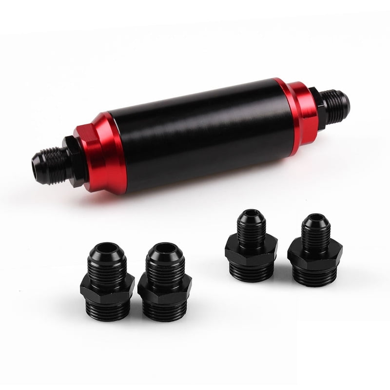 RASTP -Black&Red Inline Fuel Filter High FLOW 60 Micron Cleanable SS ...